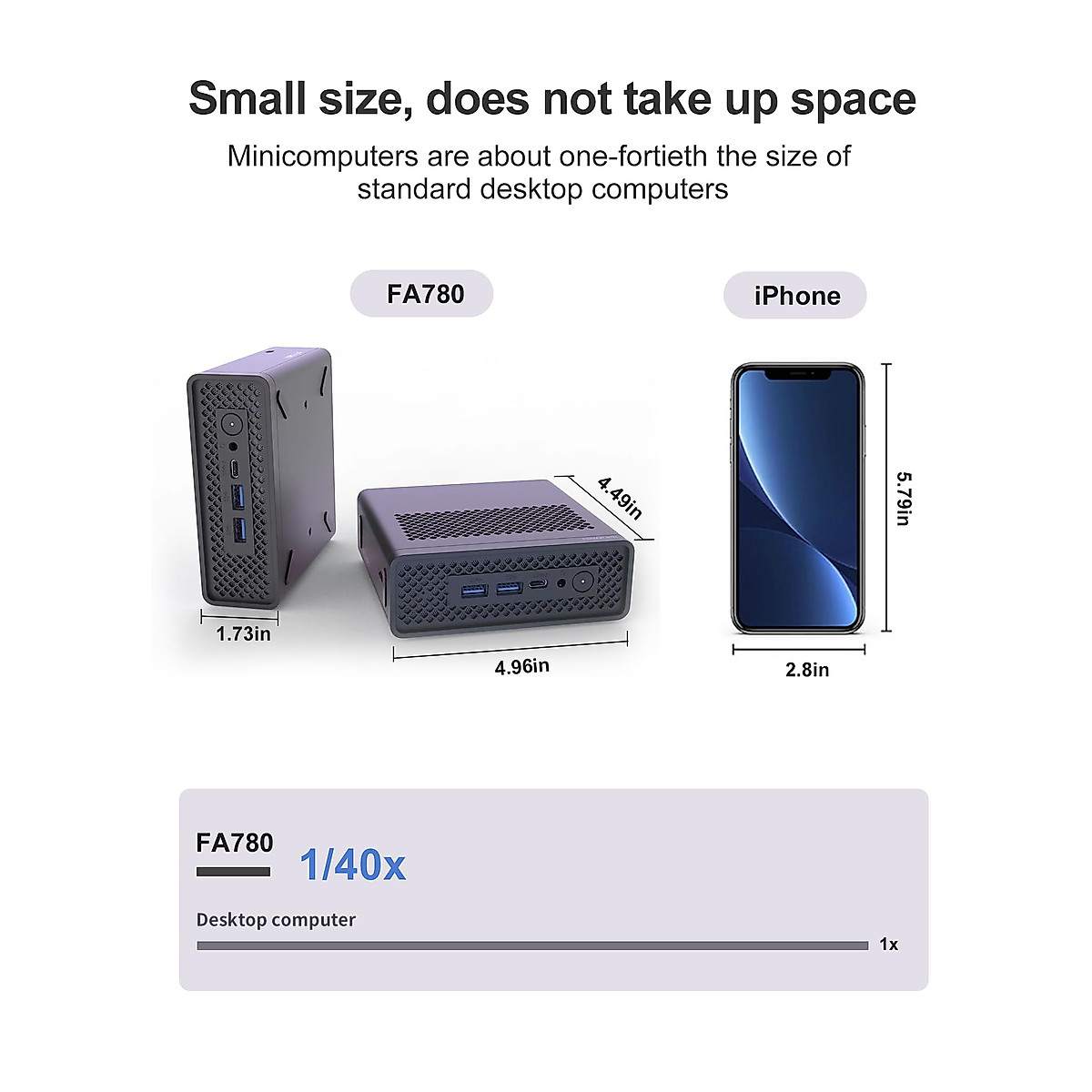 FEVM Mini Pc FN100 Mini Desktop Computer 12th Intel Alder Lake-N100(3.4GHz 18W TDP)4K@60Hz 3 Display, ALT Mode USB-C Port, Dual Nic(2.5G+1G), Windows 11 Pro, 8GB RAM+256GB NVME SSD, AX201 WIFI6, BT5.2