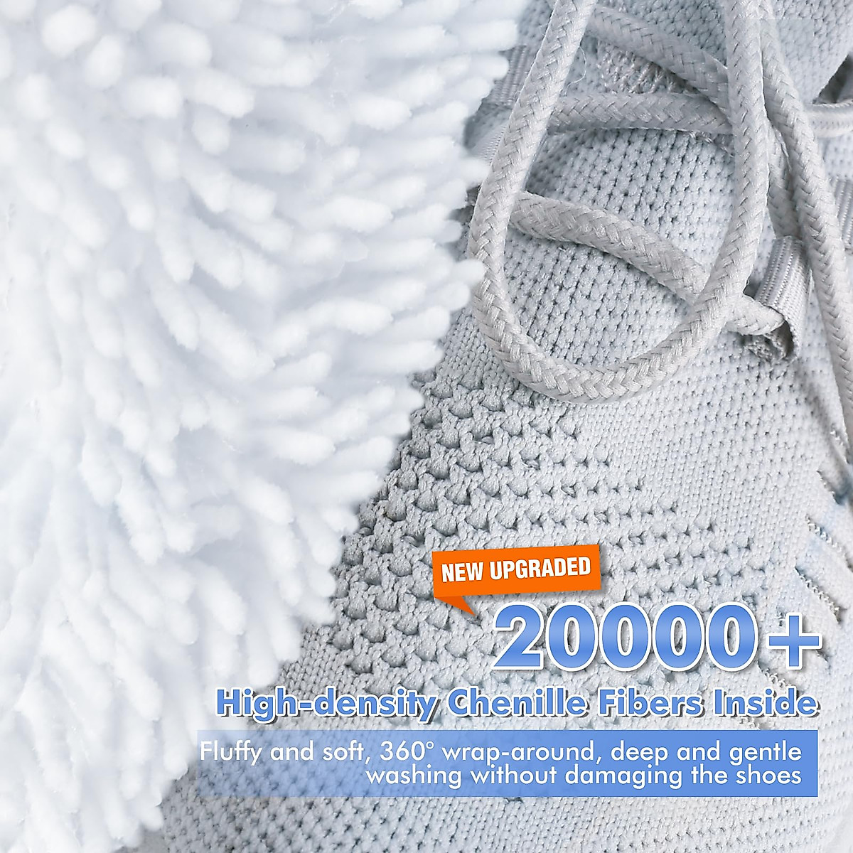 Teletrogy 2 Pcs Shoe Washing Machine Bags, Laundry Bag for Shoe Washer and Dryer, Reusable Shoe Cleaning Bag Fluffy Fiber Inside, Sneaker Mesh Laundry Bags for All Shoes, Large Size, 7 x 13 Inches