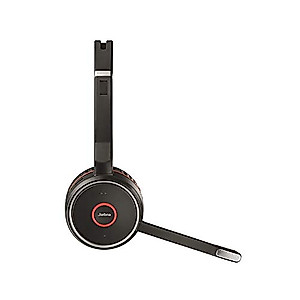 Jabra Evolve 75 UC Stereo Wireless Bluetooth Headset / Music Headphones Including Link 370 (U.S. Retail Packaging), Black (Renewed)