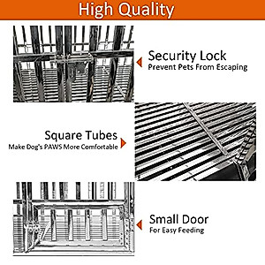 Confote 48" Heavy Duty Stainless Steel Dog Cage Kennel Crate and Playpen for Training Large Dog Indoor Outdoor with Double Doors & Locks Design Included Lockable Wheels Removable Tray No Screw