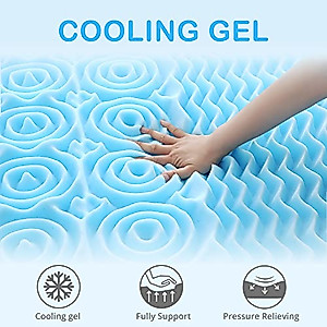 YUGYVOB 7-Zone Mattress Topper Queen, Cooling Gel Infused Mattress Topper, Egg Crate Foam Mattress, CertiPUR-US Certified, 2-Inch (60 * 80 Inch) Blue