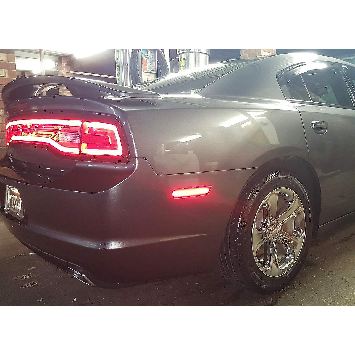 iJDMTOY 75-090-Smoked-Red Smoked Lens Red Full LED Rear Side Marker Light Kit for Dodge 2008-14 Challenger & 2011-14 Charger, Powered by 36 LED Diodes, Replace OEM Back Sidemarker Lamps