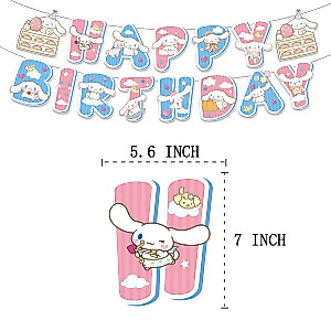 Cinnamoroll Birthday Decorations, Cinnamoroll Party Supplies Including Banner, Balloons, Cake Topper, and Cupcake Toppers