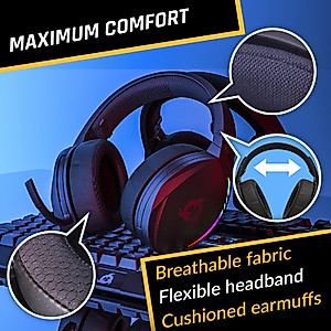 KLIM Panther Wireless Gaming Headset for PS4 PS5 Switch PC, Low Latency, Noise Cancelling Over Ear Bluetooth Headphones with Microphone, 3D Surround Sound, RGB Gaming Headphones - New 2023