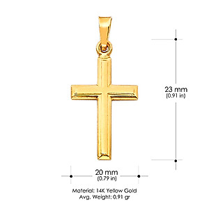 Ioka 14K Yellow Gold Cross Pendant with 1.2mm Singapore Chain Chain Necklace - 16"