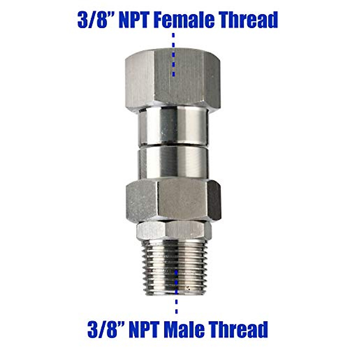 M MINGLE Pressure Washer Swivel, 3/8 Inch NPT Male Thread Fitting, Stainless Steel, 4500 PSI