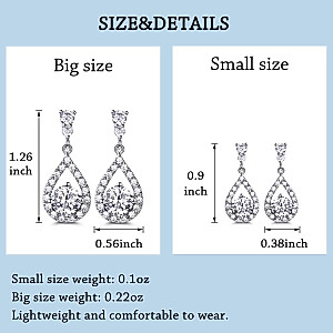 GULICX Dazzling Silver Plated Base Clear Round Cut Flawless CZ Cubic Zirconia Crystal White Drop Earrings