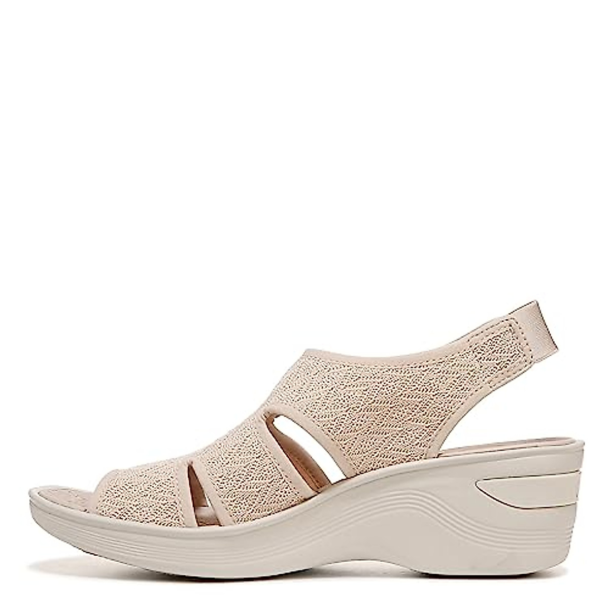 BZees Womens Daytona Slip-On Wedge Sandal Sand Dollar Chevron 6.5 M