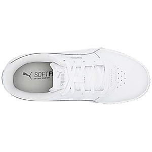 PUMA Unisex Child Carina Sneaker, Puma White-puma White-gray Violet, 7 Big Kid US
