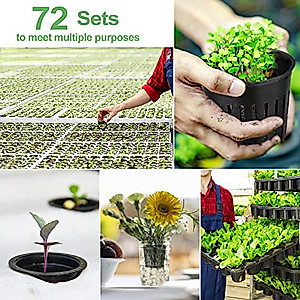 72 Sets Rockwool Cubes and Net Pots, 1.2 * 1.2 * 1.5 inch Rock Wool 72 Plugs & 72-Pack 2inch Net Cups for Hydroponics Growing Systemm, Garden Tower Supplies