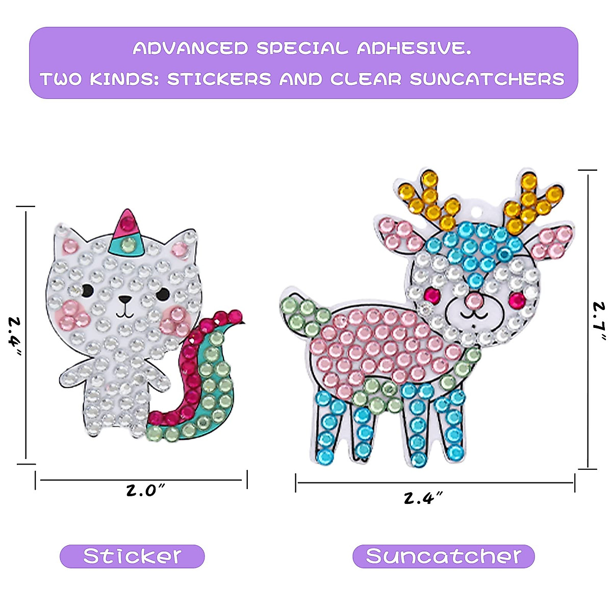 Sense&Play Gem Art Kits for Kids Ages 8-12, 5D Big Gem Diamond Painting Suncatchers and Stickers Kits, Art and Crafts with Keychains for Girls&Boys Christmas Gift Ages6-7-8-9-10-11-12