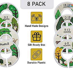 ToddleBee Baby Closet Dividers for Baby Clothes | Woodland Animals Nursery Organizer | Unisex Baby Clothing Size Preemie Newborn Infant to 24 Months | 8 Piece Gift Set