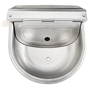 Artilife Automatic Waterers Stainless Steel Auto-Waterer Bowl Float Valve Water Bowl with Drain Hole and Plug for Horse Cattle Goat Sheep Dogs