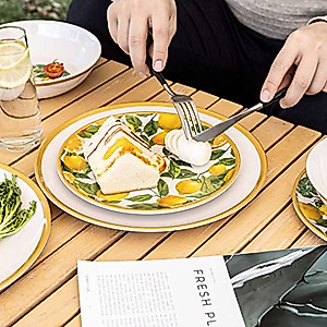 Lechoo Melamine Dinner Plates - 6pcs 8.5inch Dessert Plate For Indoor And Outdoor Use,Break-resistant,Lemon…