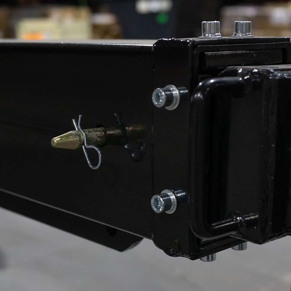 Titan Attachments Adjustable Skid Steer Industrial Crane Jib Attachment with 3 Ton Hook, Manual Telescopes 72" - 120", 5000 LB Lift Capacity at 6 FT, Single 3 Ton Swivel Eye Hook