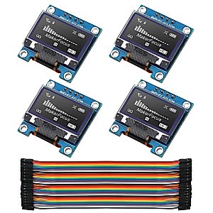 4pcs I2C OLED 0.96 Inch OLED Display Module IIC SSD1306 128 * 64 LCD White with Du-pont Wire 40-Pin Female to Female for Ar duino UNO R3 51 Series STM32