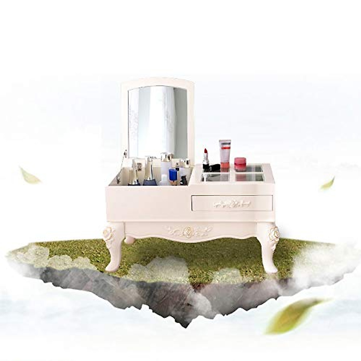 QJPAXL Window Dressing Table Multi-Function Makeup Cabinet Mini Bedroom Dressing Table European Small Simple
