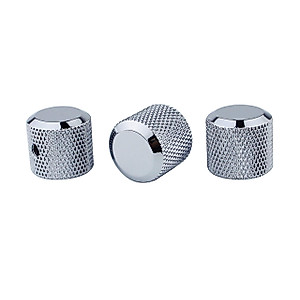 Guyker 3Pcs Brass Potentiometer Control Knobs with 6mm(0.24”) Dia. Shaft Pot - High Grade Knurled Volume Tuning Audio Knob Replacement for Electric Guitar or Precision Bass - CNC Machined(Chrome)