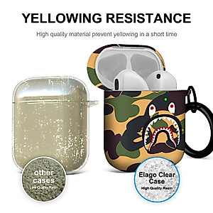 CULIPPA for AirPods 2 Case Cover Shark Mouth Camo Style pattern Design for Airpods 2nd Generation Silicone Protective Case Shockproof for Women Girls with Keychain for Apple Airpods 2/1 Charging Case