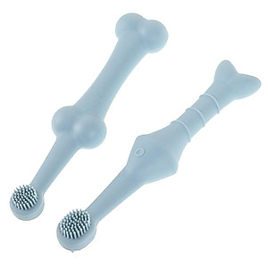 POPETPOP Silicone Soft Cat Dog Toothbrush, 2pcs Silicone Small Cat Dog Tooth Brushing Kit with Finger Toothbrush for Cat Small Breed