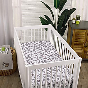 NoJo Little Love Sloth Let's Hang Out Grey and White Fitted Crib Sheet