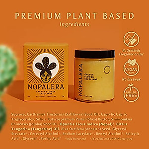 Nopalera Mandarina Cactus Flower Exfoliant - Face & Body Scrub, 3-in-1 Cleanser, & Moisturizer, Vegan, Cruelty-Free, Natural Citrus Scent, Dye Free, 6 oz.
