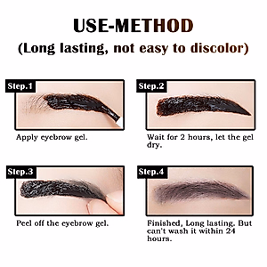 LOKFAR 2 Pcs Peel Off Tattoo Eyebrow Gel, Natural Eye-brow Gel Long-Lasting Waterproof Eyebrow Peel Off Tattoo Brow Tattoo Makeup, Eyebrow Tattoo Peel Off for All Types of Eyebrows (Gray Brown)