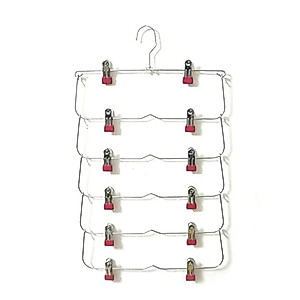 IULJH 1PC Multilayer Clothes Hangers with 12 Clips Clothing Storage Rack Holder Drying Wardrobe Folding Pants Clothes Metal Skirt Rack ( Color : E )