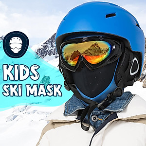Kids Balaclava Ski Mask (with Breathable Holes) Windproof Winter Fleece Neck Face Warmer Boys Girls Blue