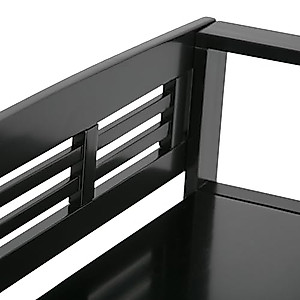 SIMPLIHOME Adams SOLID WOOD 48 Inch Wide Contemporary Entryway Storage Bench with Safety Hinge, Multifunctional Rustic in Black, For the Living Room, Entryway and Family Room
