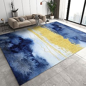 Blue White Yellow Graffiti Area Rug, Abstract Multicolor Art Rugs Floor Carpet, Indoor Non-Slip Rug for Room Sofa Living Room Mat Bedroom Home Decor Floor Mats 5x7 ft