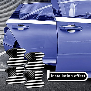 UGSHY Pack of 4 Car Door Handle Protector, Universal Car Door Handle Sticker, Anti Scratches Door Side Paint Protector, Automotive Exterior Accessories, for Cars Trucks SUVs (American Flag Black)