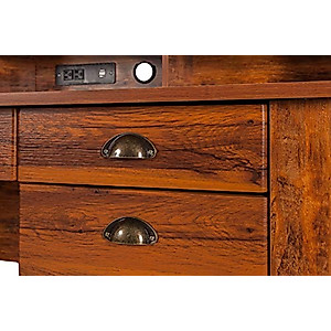 OneSpace Eleanor Executive Desk Wood Grain, Golden Cherry