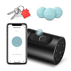 YEEUU Smart Door Lock with Fingerprint, NFC, App, Code, Backup Keys, Stylish Bluetooth Door Knob (Black, Fingerprint + Bluetooth)