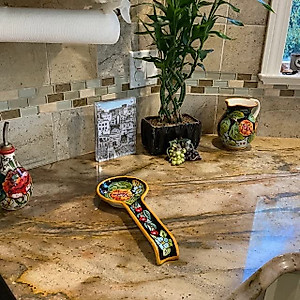 CERAMICHE D'ARTE PARRINI - Italian Ceramic Spoon Rest Holder Decorated Pomegranates Pottery Art Hand Painted Made in ITALY Tuscan