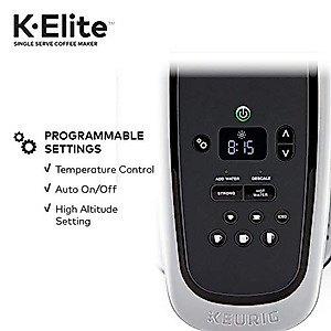 Keurig C K-Elite Maker, Single Serve K-Cup Pod Brewer, With Iced Coffee Capability, Brushed Silver Plus Extra Filter Included, 75oz