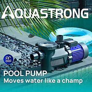 AQUASTRONG 1HP In/Above Ground Single Speed Pool Pump, 115V, 8100GPH, High Flow, Powerful Self Primming Swimming Pool Pumps with Filter Basket