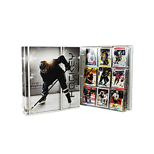Unikeep Hockey Themed Trading Card Collection Binder with Trading Card Pages. The Binder/Case Is Fully Enclosed to Protect the Cards (Faceoff, Poly Rings)
