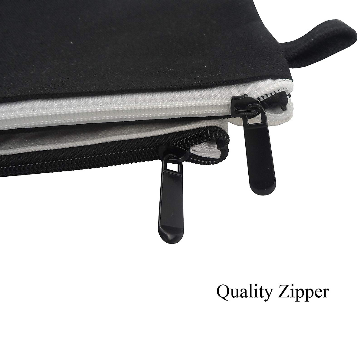 Enyuwlcm 16oz Canvas Zipper Bag Small Makeup Pouch Flat Pencil Pouch 2 Pack Black and White