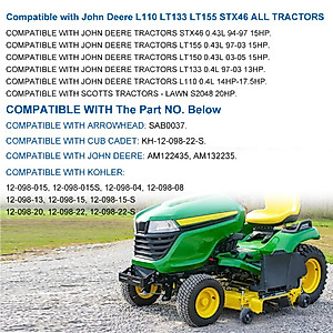 WATERWICH Starter Compatible with John Deere L110 LT133 LT155 STX46 All Tractors 12-098 Series Replaces AM122435 12-098-15 12-098-22