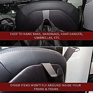 CoolKo Tesla Aluminum Alloy Hooks Seat Headrest Bag Holder Garment Clothes Coat Hangers - Model S X 3 Y (Set of 2)