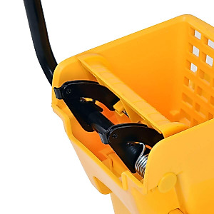 HOMGX Side Press Wringer Commercial Mop Bucket, 35 Qt Larger Capacity Cleaning Caddy with Wheels, Yellow