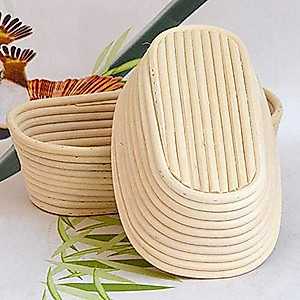 7 Inch Premium Oval Banneton Basket With Liner Perfect Rattan Brotform Dough Proofing Baskets For Making Beautiful Bread Set Of 2