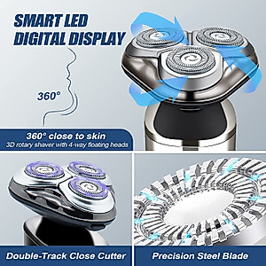 Electric Shaver for Men, Yevheniys Wet and Dry Rechargeable Cordless Beard Shavers 3 in 1 Waterproof Rotary Face Shaver Razors Suitable Gifts for Men - USB Cable Charging