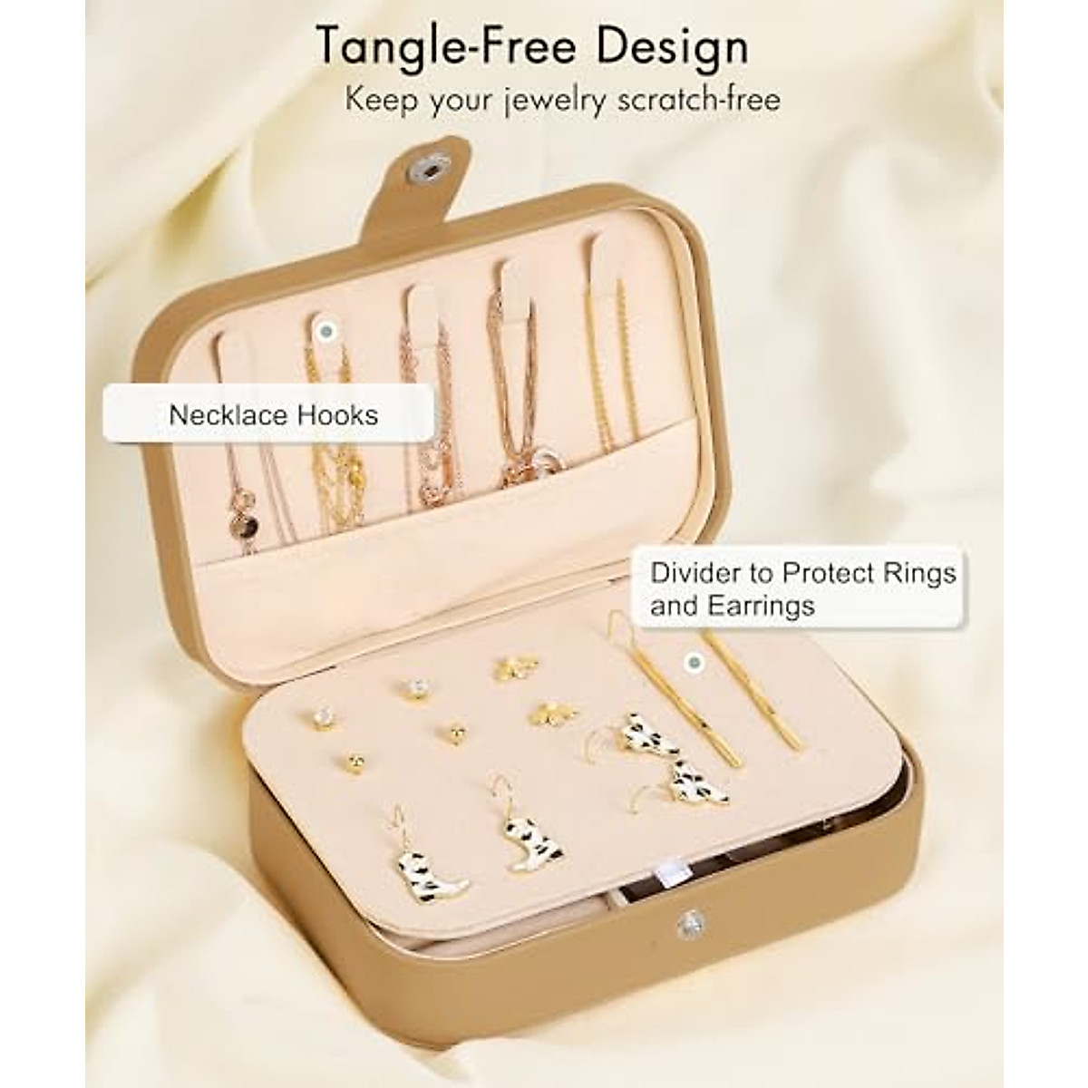 Quatish Travel Jewelry Case, Jewelry Travel Organizer, Portable Small Jewelry Box for Women, Mini Jewelry Case for Wedding, Traveling, Christmas Gift for Teen Girls