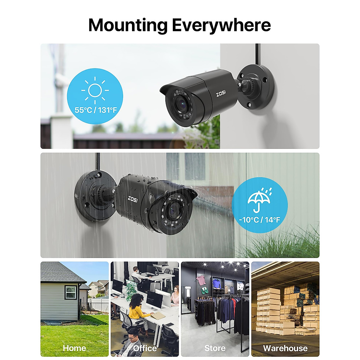 ZOSI 3K Lite 16CH Security Camera System with AI Human Vehicle Detection,Night Vision,8pcs Wired 1080P Outdoor Indoor Weatherproof Cameras,H.265+ 16 Channel CCTV DVR with 2TB HDD for 24/7 Recording