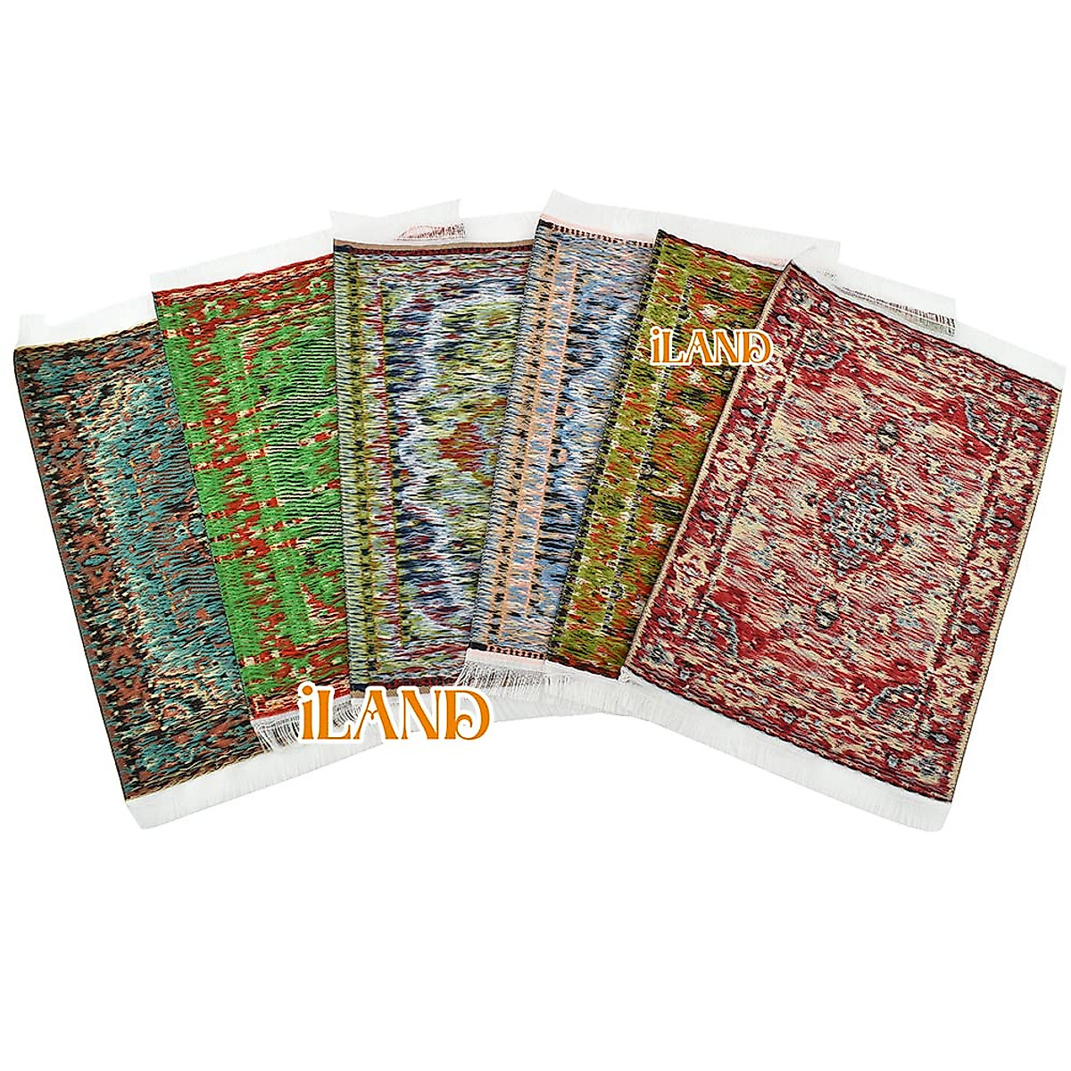 iLAND Miniature Dollhouse Accessories of Woven Dollhouse Rug 9.4” x 5.7” 9.2" x 1.8" for Dollhouse Furniture on 1/12 Scale and Dolls 3” - 12” (2pcs Spring)