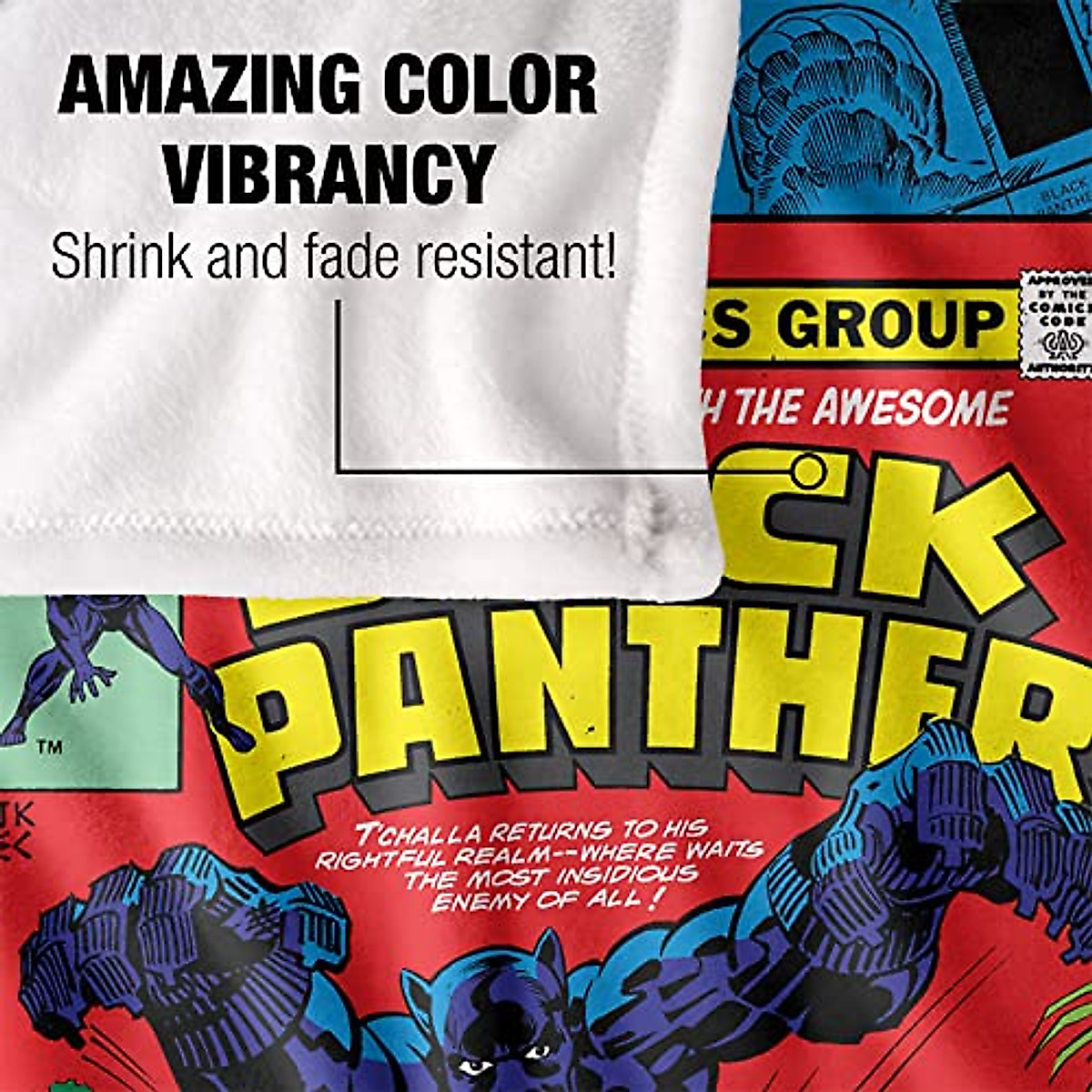 Black Panther Blanket, 36"x58" Black Panther No.7 Comic Cover Silky Touch Super Soft Throw Blanket
