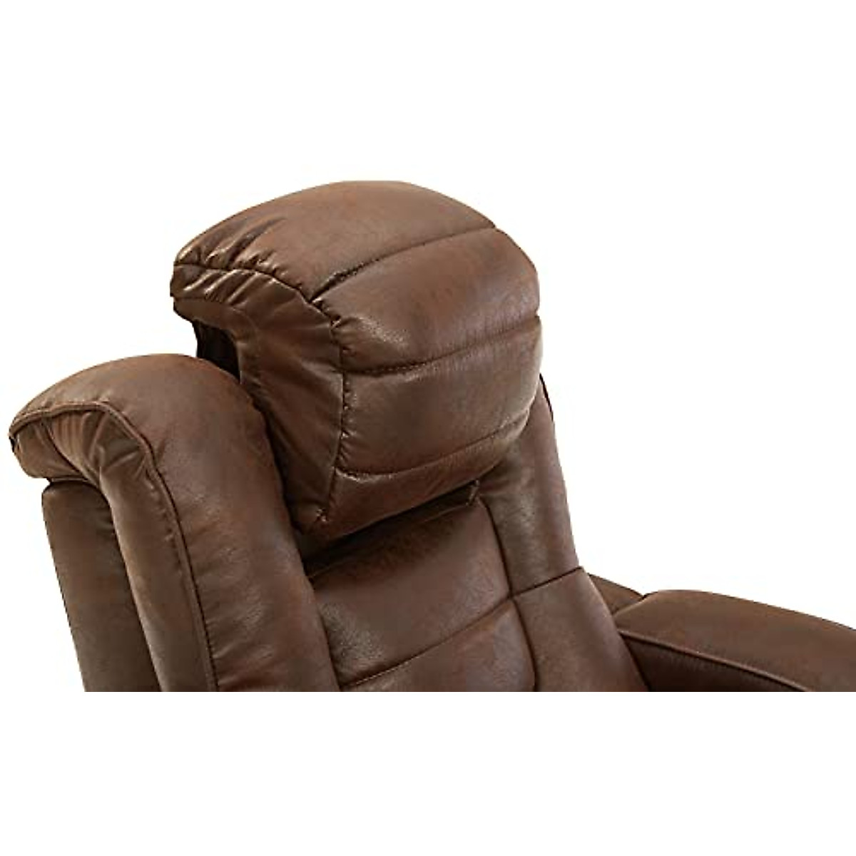 Signature Design by Ashley Owner's Box Faux Leather Power Recliner with Adjustable Headrest, Brown
