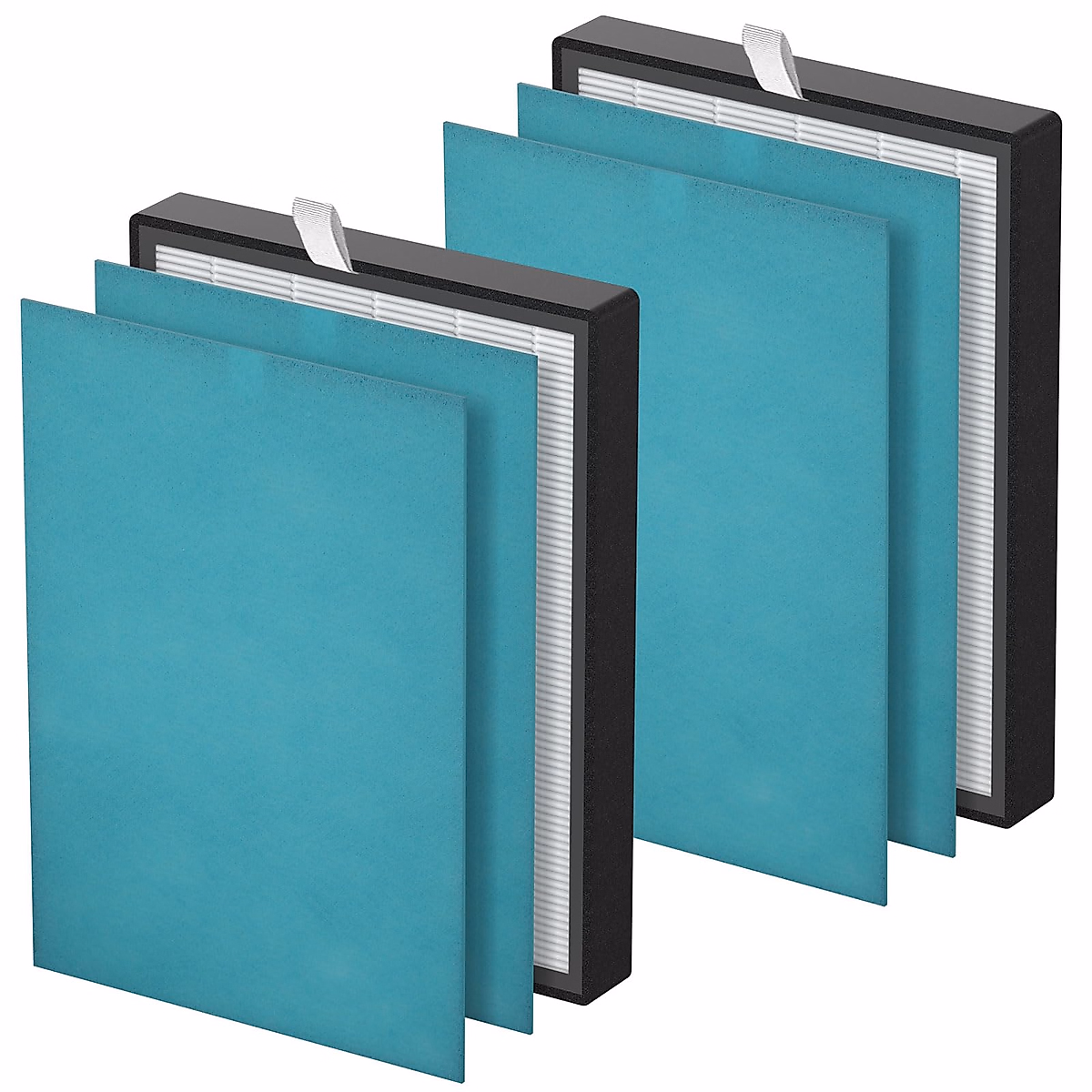 KJ203F True HEPA Replacement Filter Compatible with Colzer 142C, Mooka KJ203F, Elechomes KJ203F-142, PURO XYGEN P500 Air Cleaner Purifier, Model Number KJ203F-142-01-D, 2 HEPA Filter + 4 Pre-filter